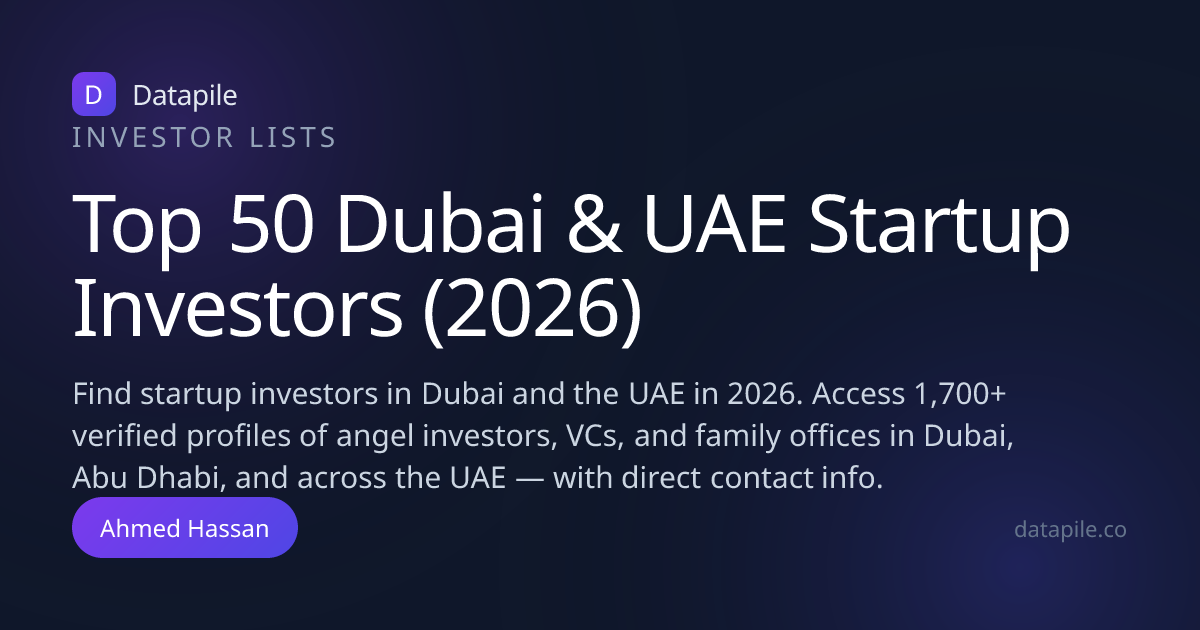 Top 50 Dubai & UAE Startup Investors (2026) | Datapile